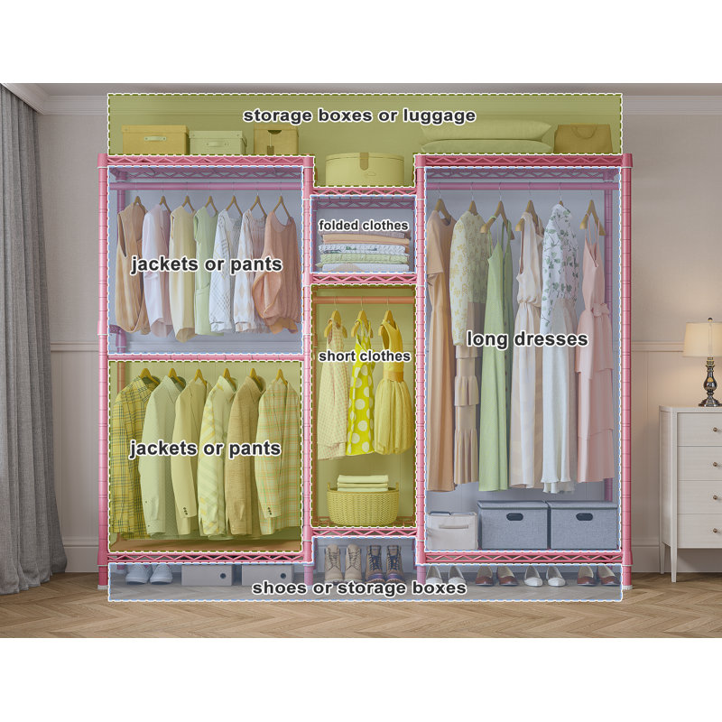 EnHomee 77" Clothes Rack Metal Clothing Rack Loads 725 lbs Adjustable Garment Rack, Portable ...